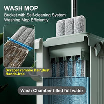 Mop and Bucket with Wringer Set, Hands-Free Bucket for Floor and Wall ...